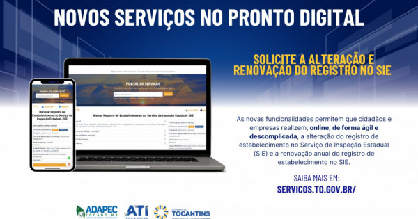 Portal PRONTO Tocantins amplia serviços digitais com novidades da ADAPEC